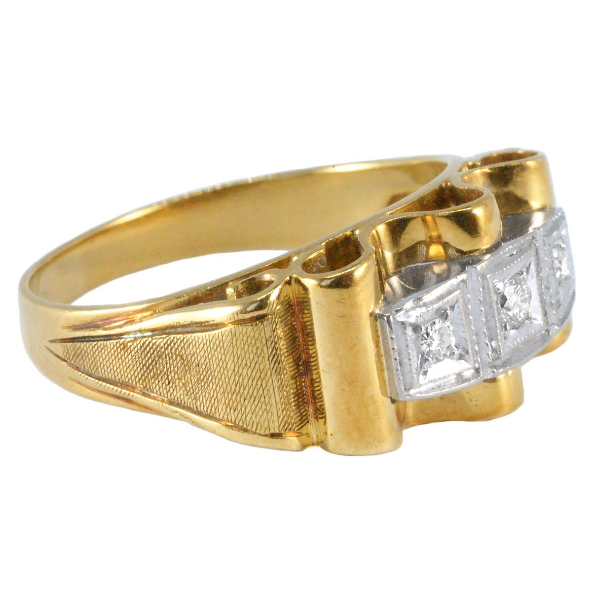 Retro 14ct Gold, Diamond Ribbon Ring - Antique And Vintage Elegance ...