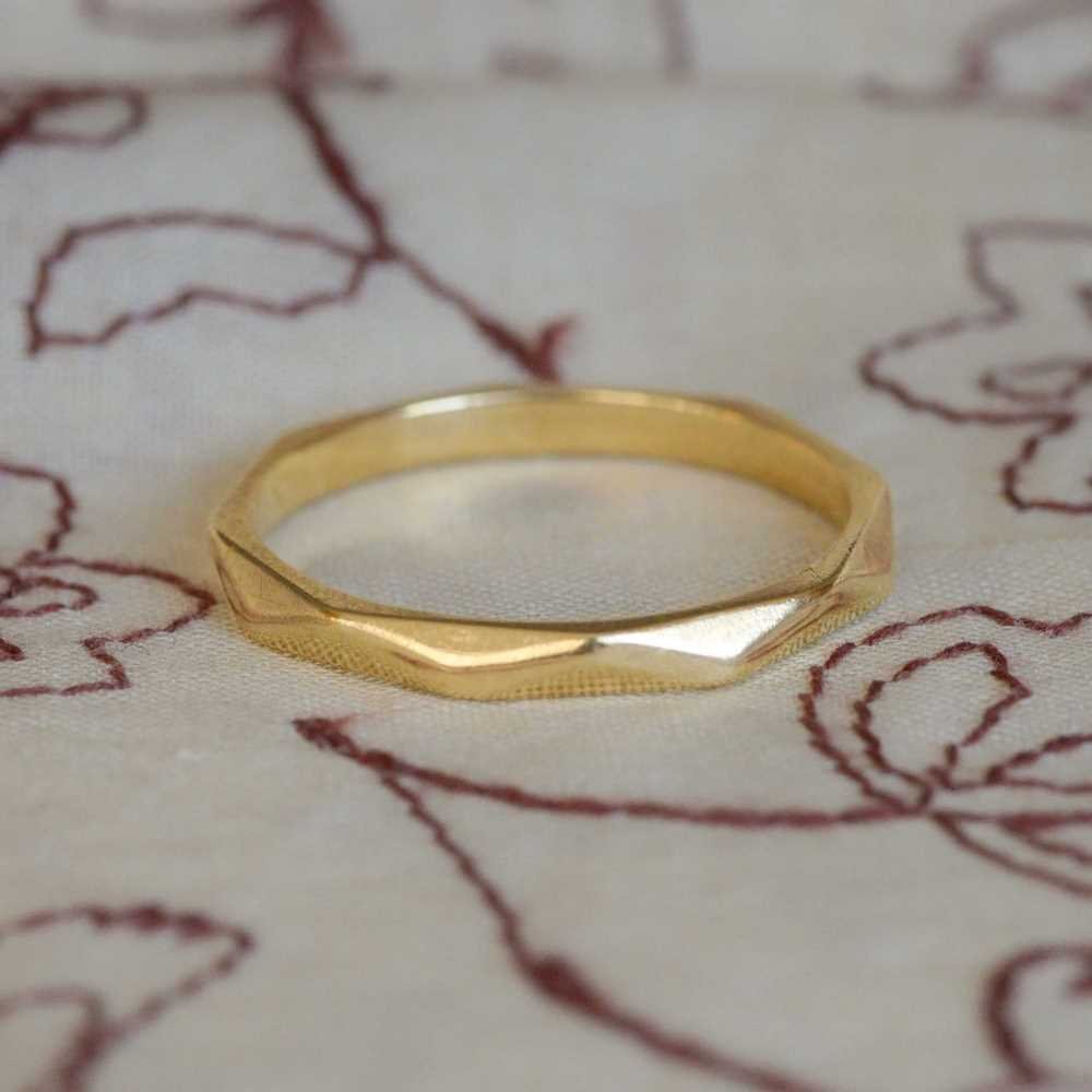 Late Art Deco 9ct Yellow Gold Faceted Ring - Antique And Vintage ...