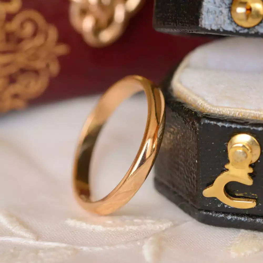 Antique Rounded Band Ring in 18ct Yellow Rose Gold - Antique And ...