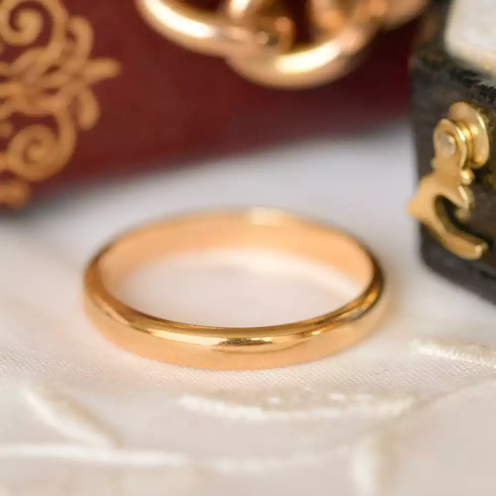 Antique Rounded Band Ring in 18ct Yellow Rose Gold - Antique And ...