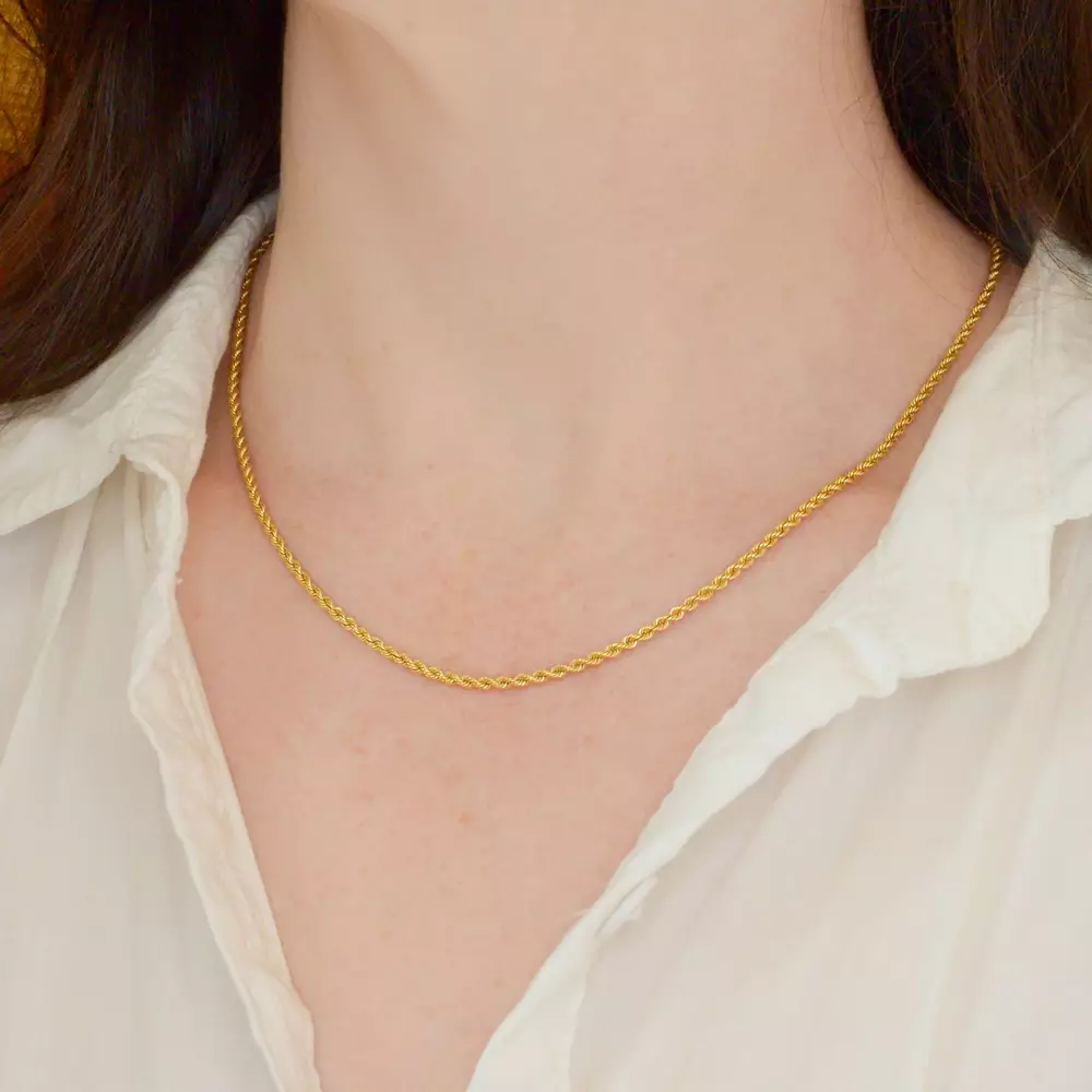 Vintage Style Rope Chain Necklace in 14ct Gold - Antique And Vintage ...