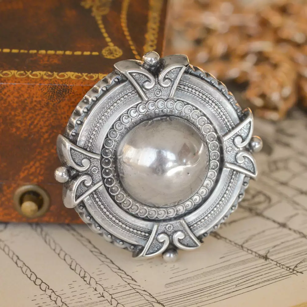 Antique Victorian Shield Brooch in Sterling Silver - Antique And ...